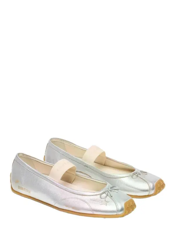 GOLDEN GOOSE Toile Embroidered Leather Sneakers - Silver