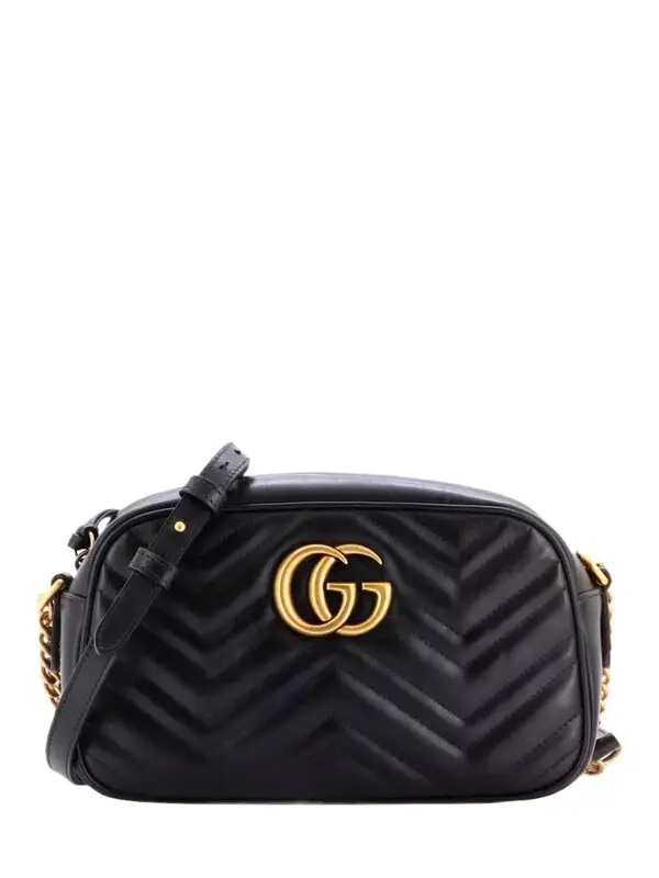 Gucci Gg Marmont Shoulder Bag Matelasse Leather Small Crossbody Bag - Black
