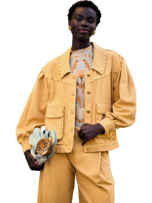Farm Rio Criaturas Fantásticas Twill Jacket - Beige
