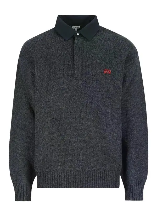 Loewe Polo Sweater In Wool - Grey