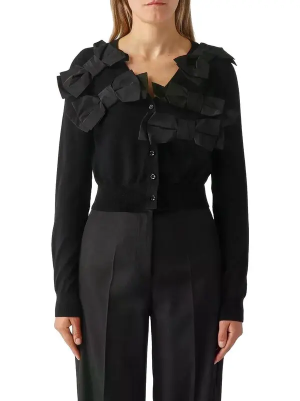 MEIMEIJ Bow-embellished Cardigan - Black