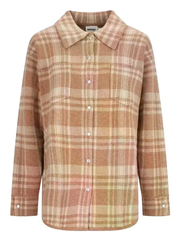 NOTSHY Jasper Checked Cashmere Overshirt - Neutrals