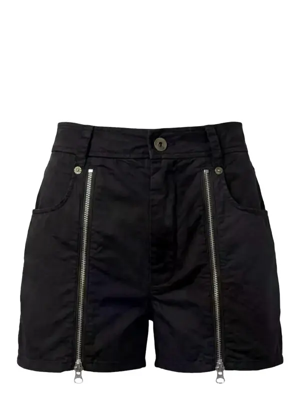 Mr & Mrs Italy Zip-detail Cotton Shorts - Black