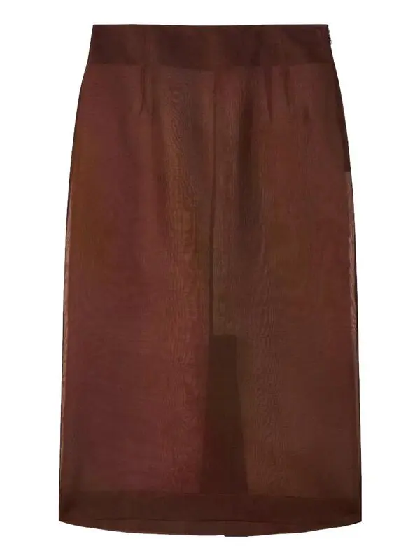 Patrizia Pepe Sheer Midi Skirt - Brown