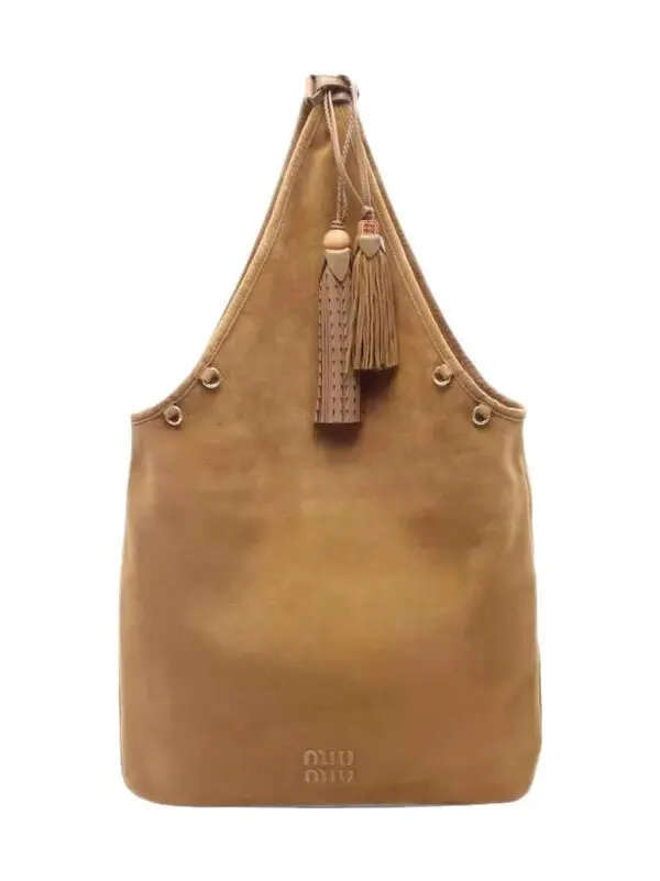 Miu Miu 2010s Tassel Suede Shoulder Bag - Brown