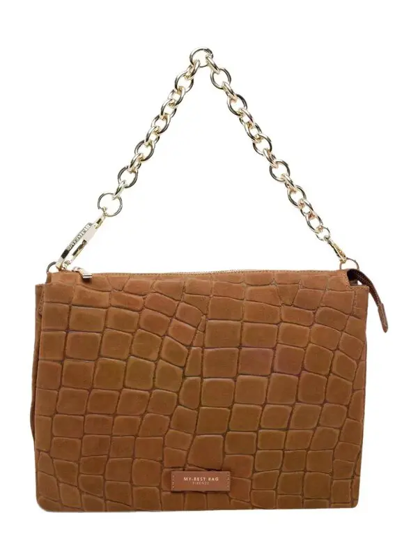 MY BEST BAG FIRENZE Reflex Croco Crocodile-effect Suede Shoulder Bag - Brown