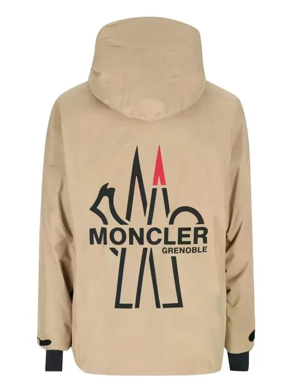 Moncler Logo-print Hooded Sport Jacket - Neutrals