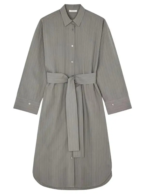 BY MALENE BIRGER Derris Pinstripe Shirt Midi Dress - Grey