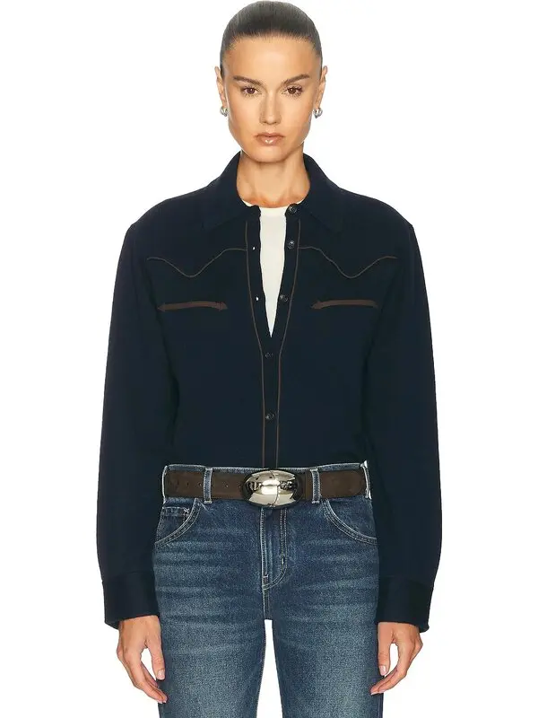 Guest In Residence Cropped Western Shirt - Midnight