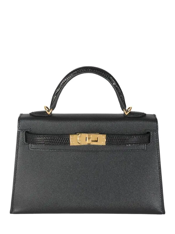 Hermès Madame Lizard Touch Sellier Kelly 20 Ii Ghw - Black