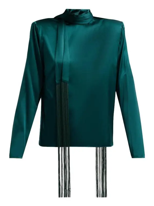 Staud Suni Stretch-silk Scarf Top - Emerald