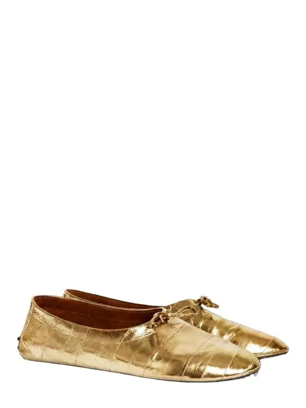 Alberta Ferretti Eel Skin Ballet Flats - Gold