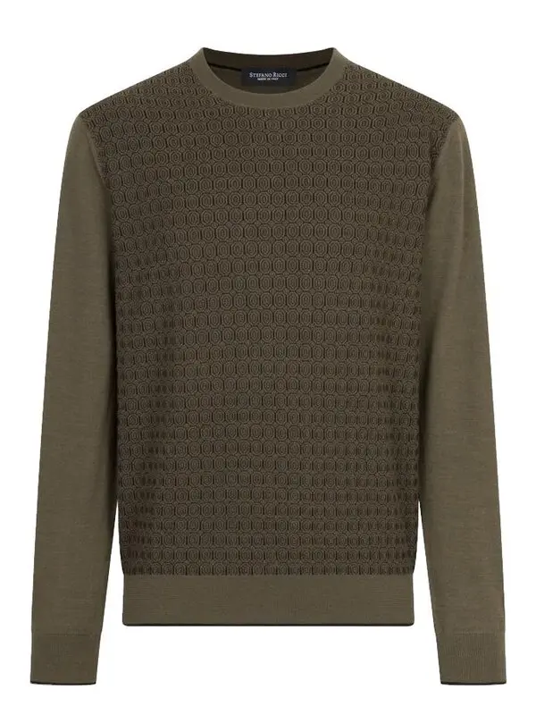 Stefano Ricci Wool And Silk Blend Knit Crewneck Sweater - Green
