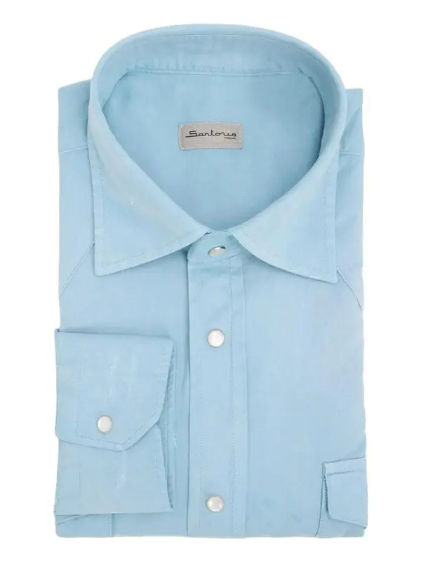 SARTORIO NAPOLI Western Flannel Shirt - Light Blue