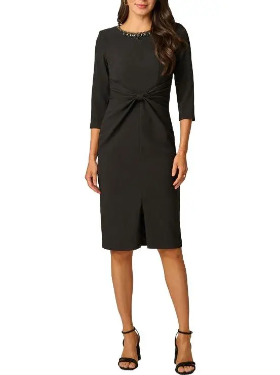 Adrianna Papell Bead Detail Sheath Dress - Black