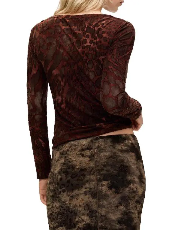 Desigual Long Sleeve Burnout T-shirt - Multi