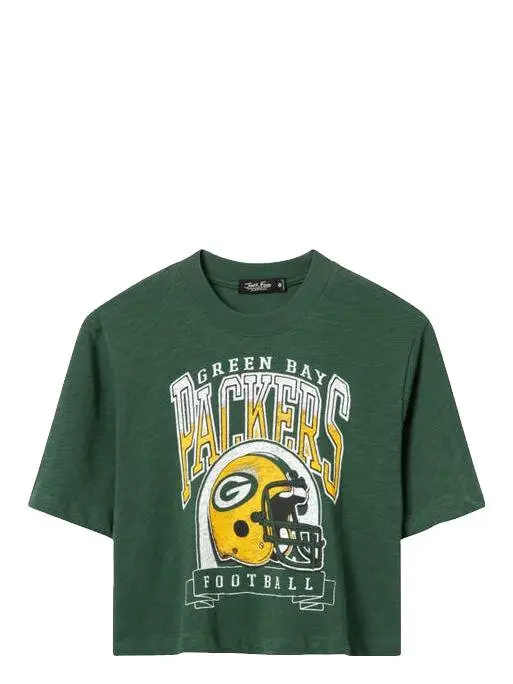 Junk Food Green Bay Packers Helmet Graphic Crop T-shirt - Hunter