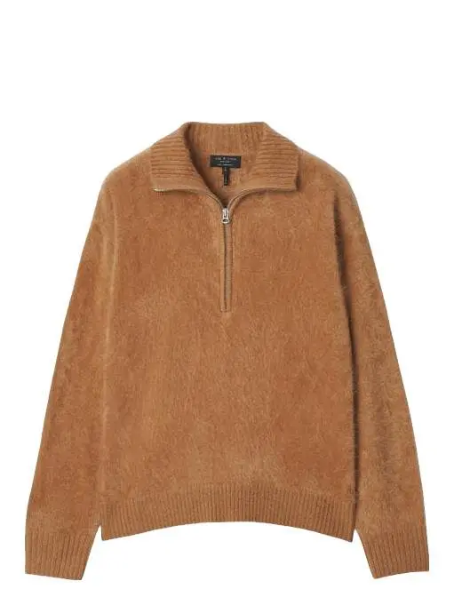 Rag & Bone Jada Brushed Cashmere Half Zip Sweater - Camel
