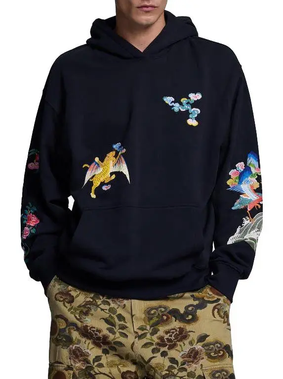 Desigual Embroidered Graphic Hoodie - Black