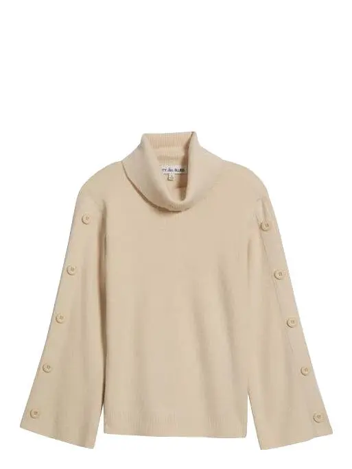 CITY BLUES Button Detail Cropped Sweater - Buff