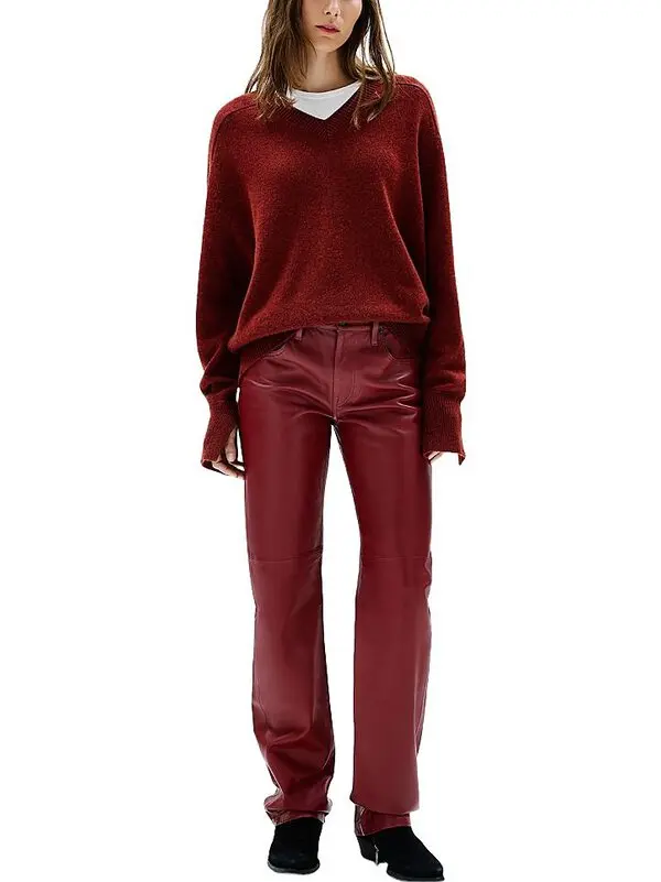 SLVRLAKE Chloe Leather Low Rise Jeans - Rust Red