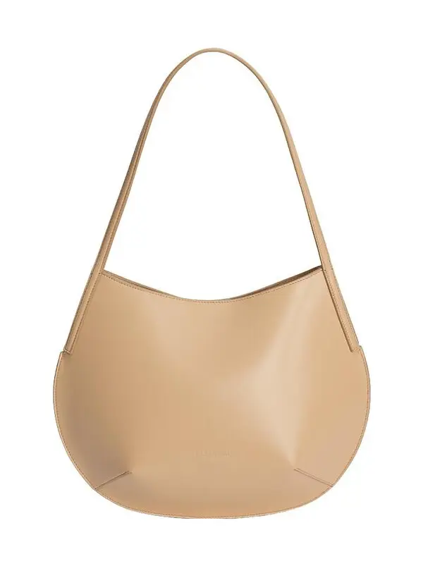 JIL SANDER Kante Debossed Logo Leather Shoulder Bag - Hazel