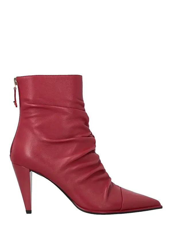 Pinko Vane 02 Nappa Leather Ruched Ankle Boots - Red