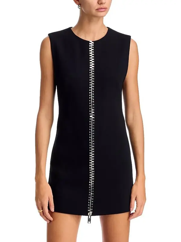 Alexander Wang Embellished Zip Front Mini Dress - Black