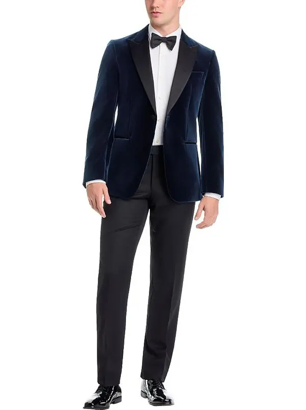 BOSS Hutson Velvet Slim Fit Dinner Jacket - Open Blue