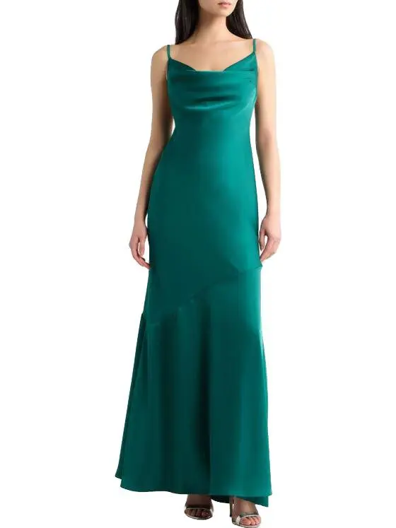 HELLO MOLLY Brilliant Belle Satin Maxi Dress - Green