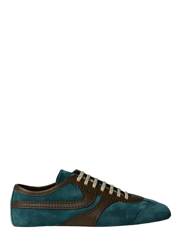 Dries Van Noten Leather-trimmed Suede 'turquoise - Tan