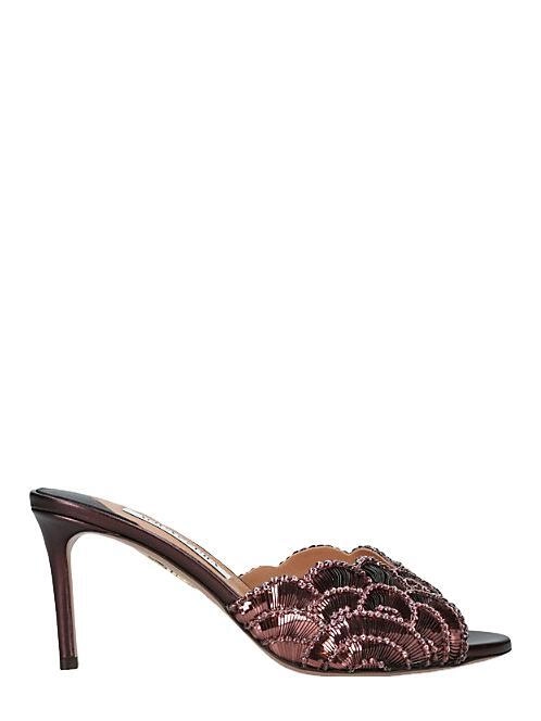 AQUAZZURA Ce Soir 75 Leather Heeled Mules - Viola