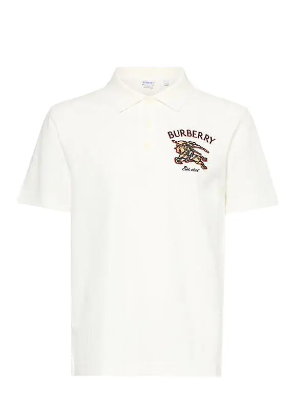 Burberry Classic-fit Knight Check Cotton Polo Shirt - Chalk