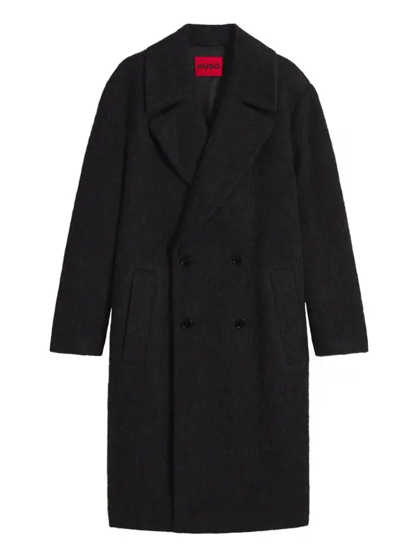 Hugo Textured Alpaca-blend Virgin Wool Coat - Black