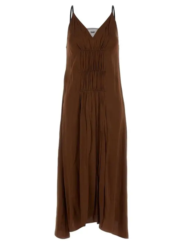 Prada Satin Mini Dress - Brown