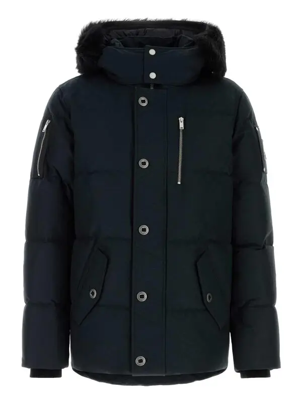 Moose Knuckles Midnight Cotton-blend Down Jacket With Recycled Nylon Lining - Blue
