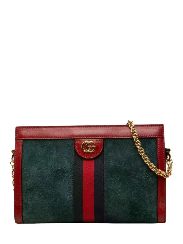 Gucci 2016-2026 Small Suede Web Ophidia Chain Crossbody Bag - Blue