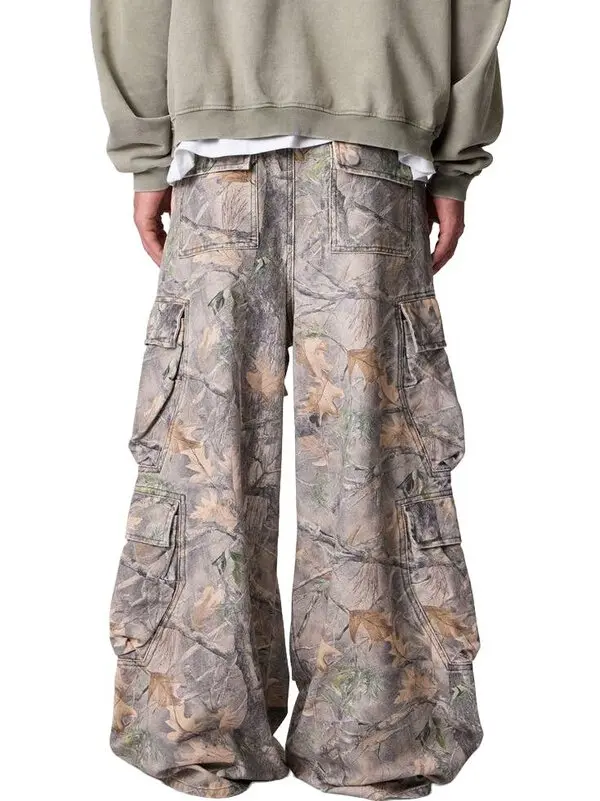 Mnml Rave Double Cargo Pants - Grass Camo