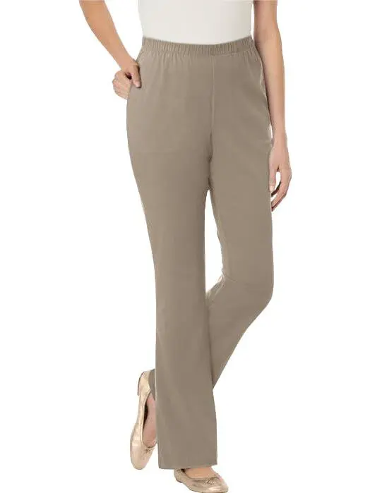 WOMAN WITHIN Fineline Stretch Denim Pull On Bootcut Jeans - Bark