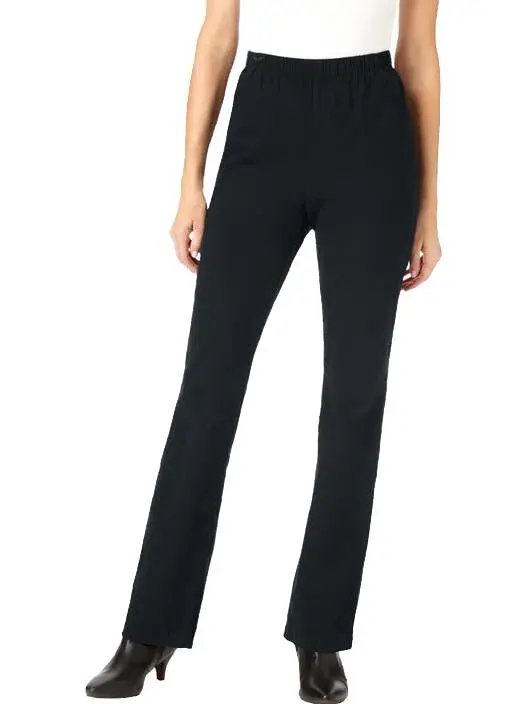 WOMAN WITHIN Fineline Stretch Denim Pull On Bootcut Jeans - Black