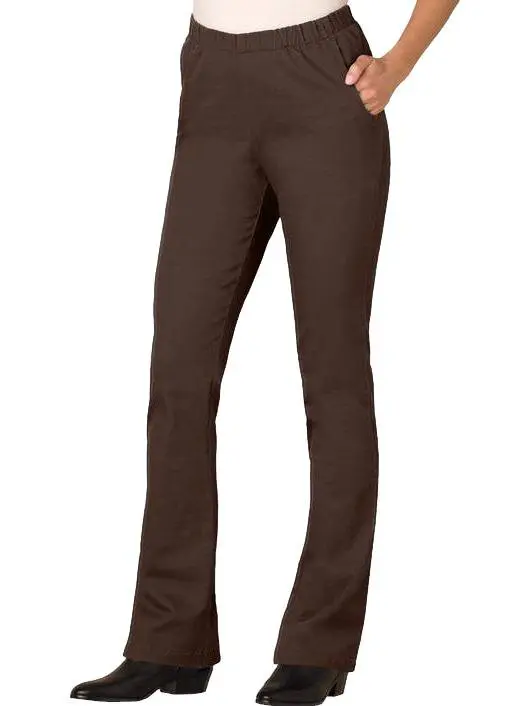 WOMAN WITHIN Fineline Stretch Denim Pull On Bootcut Jeans - Chocolate