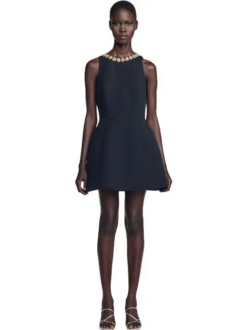 Sandro Short Dress With Jewel Detail - Black