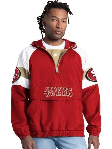 STARTER San Francisco 49ers Street Cut Half-zip Jacket - Scarlet