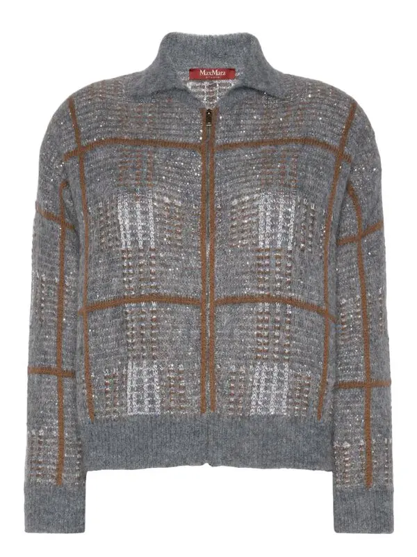 Max Mara Jacquard Wool, Mohair And Cashmere Cardigan - Grey