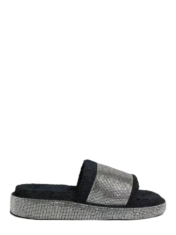 Dolce & Gabbana Rhinestone-embellished Platform Slides - Silver