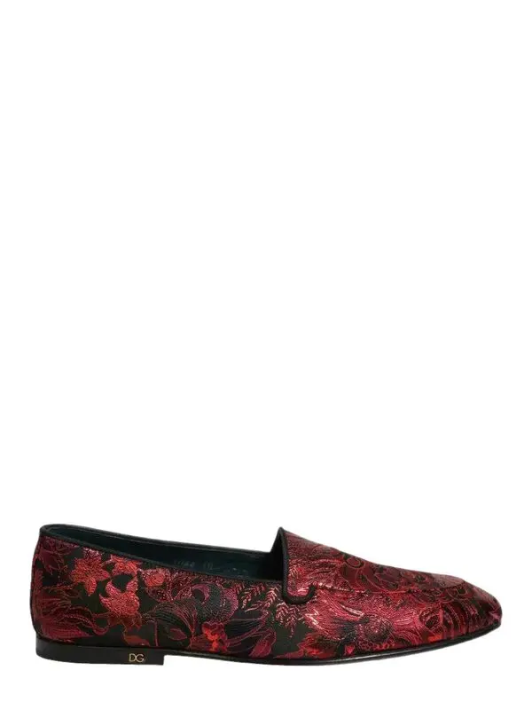 Dolce & Gabbana Floral-jacquard Loafers - Red