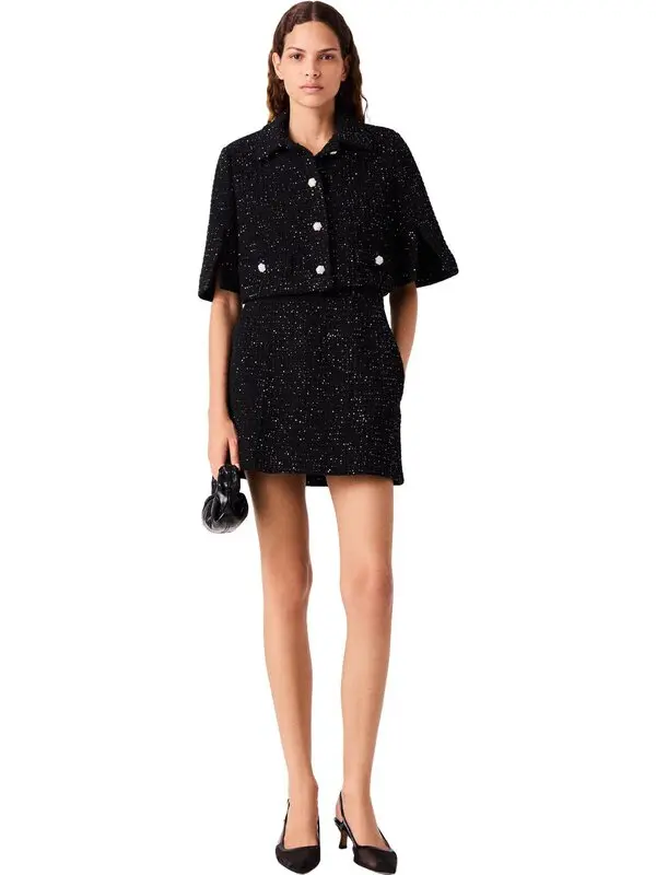 Maje 2-in-1 Sequin Tweed Dress - Black