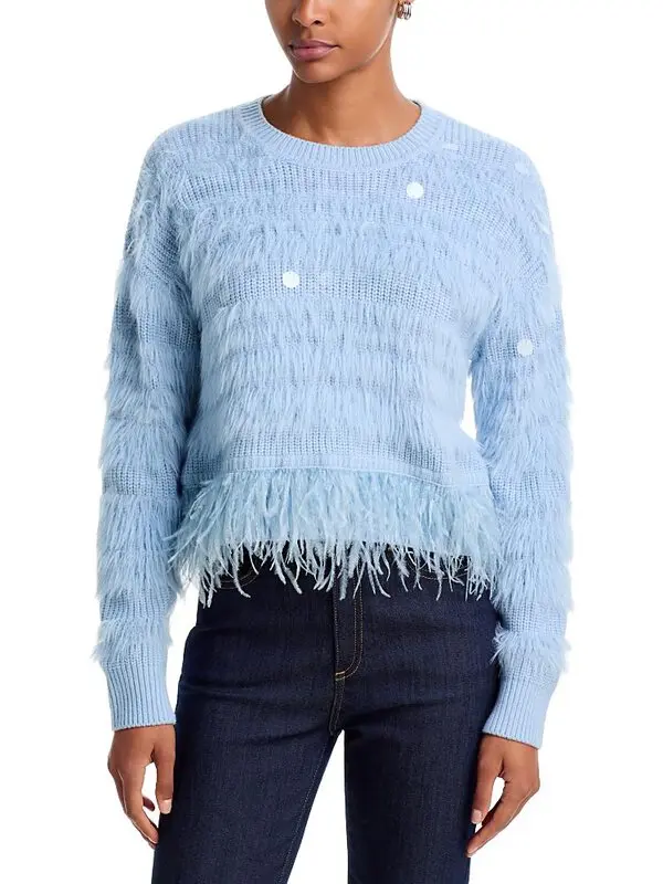 Cinq À Sept Vivi Paillette Wool Blend Sweater - Soft Tide