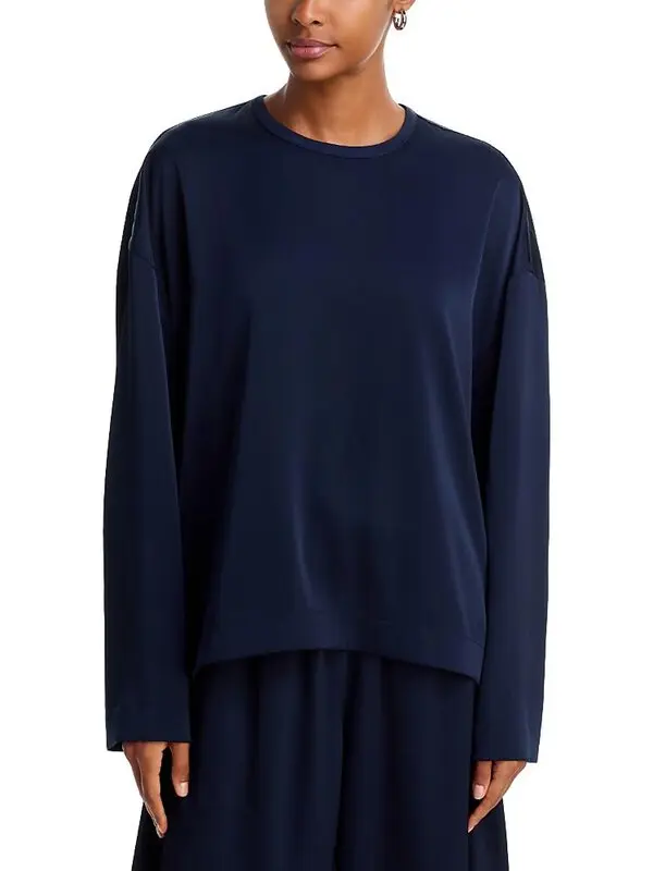Cinq À Sept Delisa Long Sleeve Crewneck Top - Navy