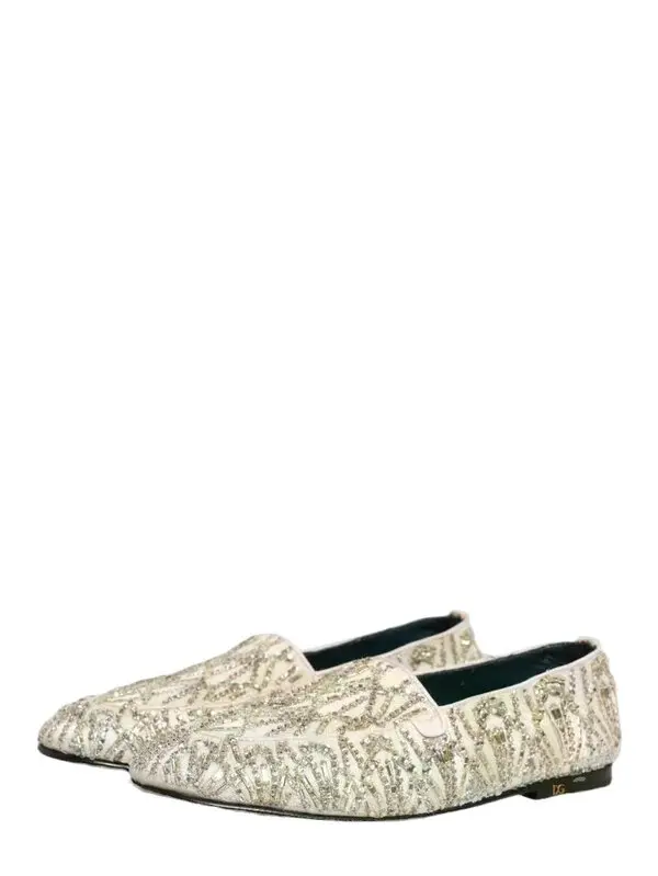 Dolce & Gabbana Crystal-embellished Velvet Loafers - Neutrals